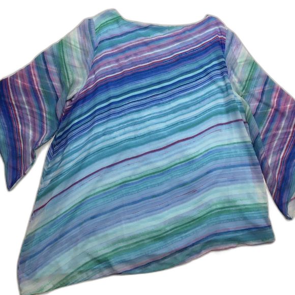 Chico's | Tops | Chicos Striped Blouse Tunic Top Women 3 Xl 34 Sleeve ...